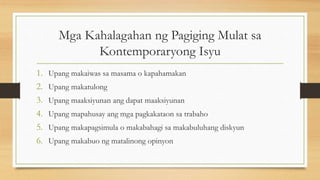 Araling Panlipunan 10- Kontemporaryong Isyu | PPTX