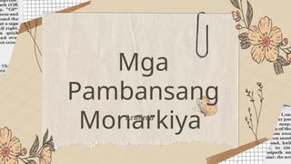 Mga Pambansang Monarkiya- Araling Panlipunan | PPTX