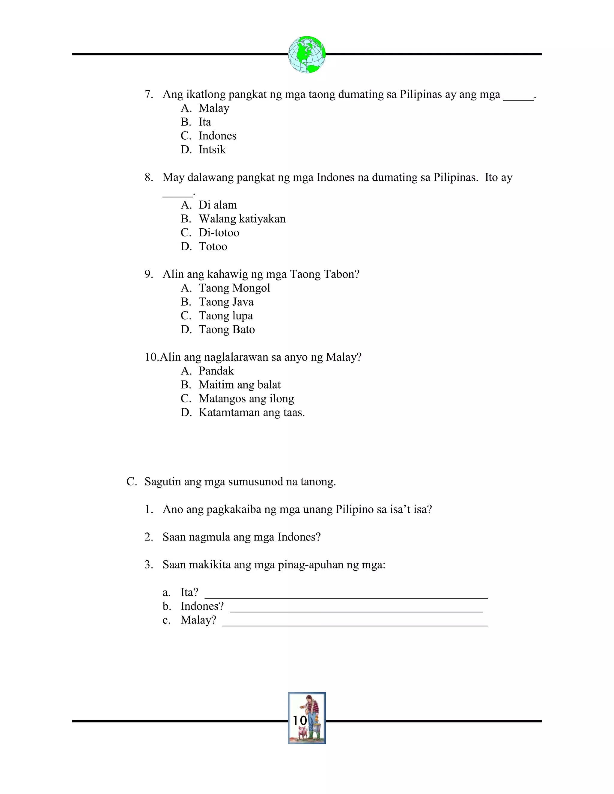 AP 5 Ang mga Unang Pilipino | PDF