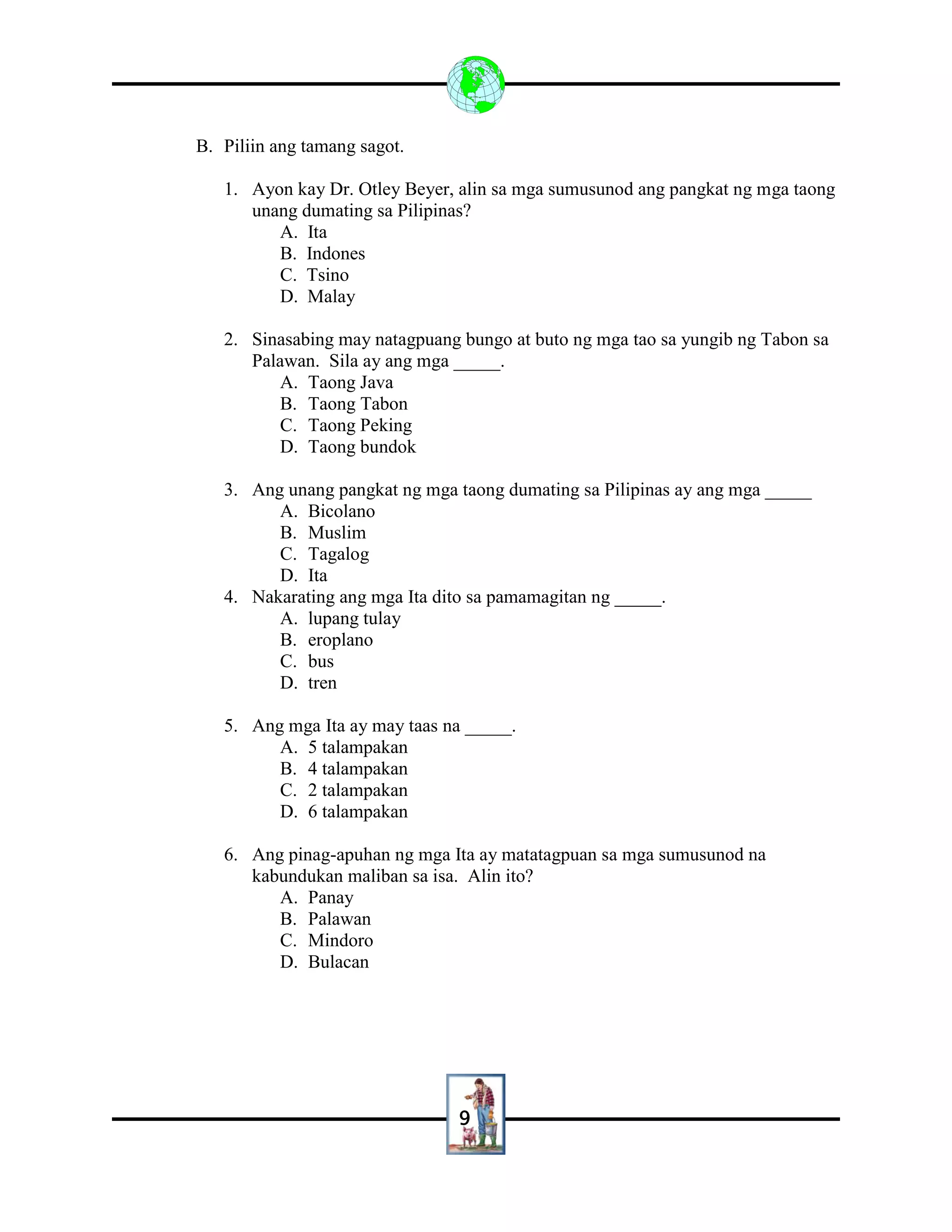 AP 5 Ang mga Unang Pilipino | PDF