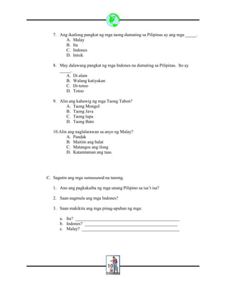 AP 5 Ang mga Unang Pilipino | PDF