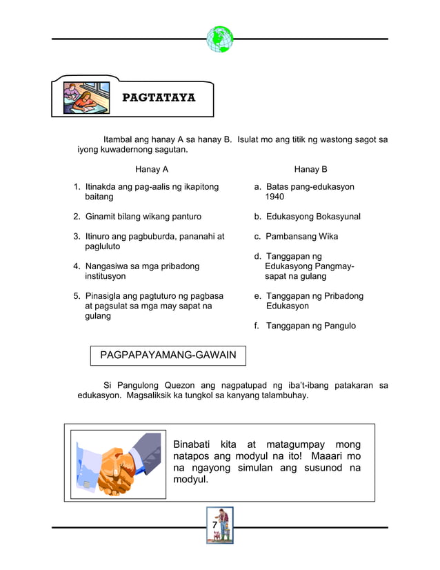 AP 6 Ang Edukasyon sa Panahon ng Komonwelt | PDF