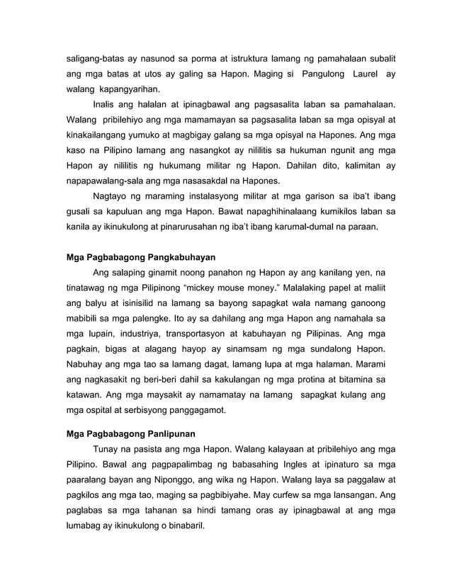 AP 6 Ang Pananakop ng mga Hapones sa Pilipinas | PDF