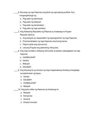 AP 6 Ang Pananakop ng mga Hapones sa Pilipinas | PDF