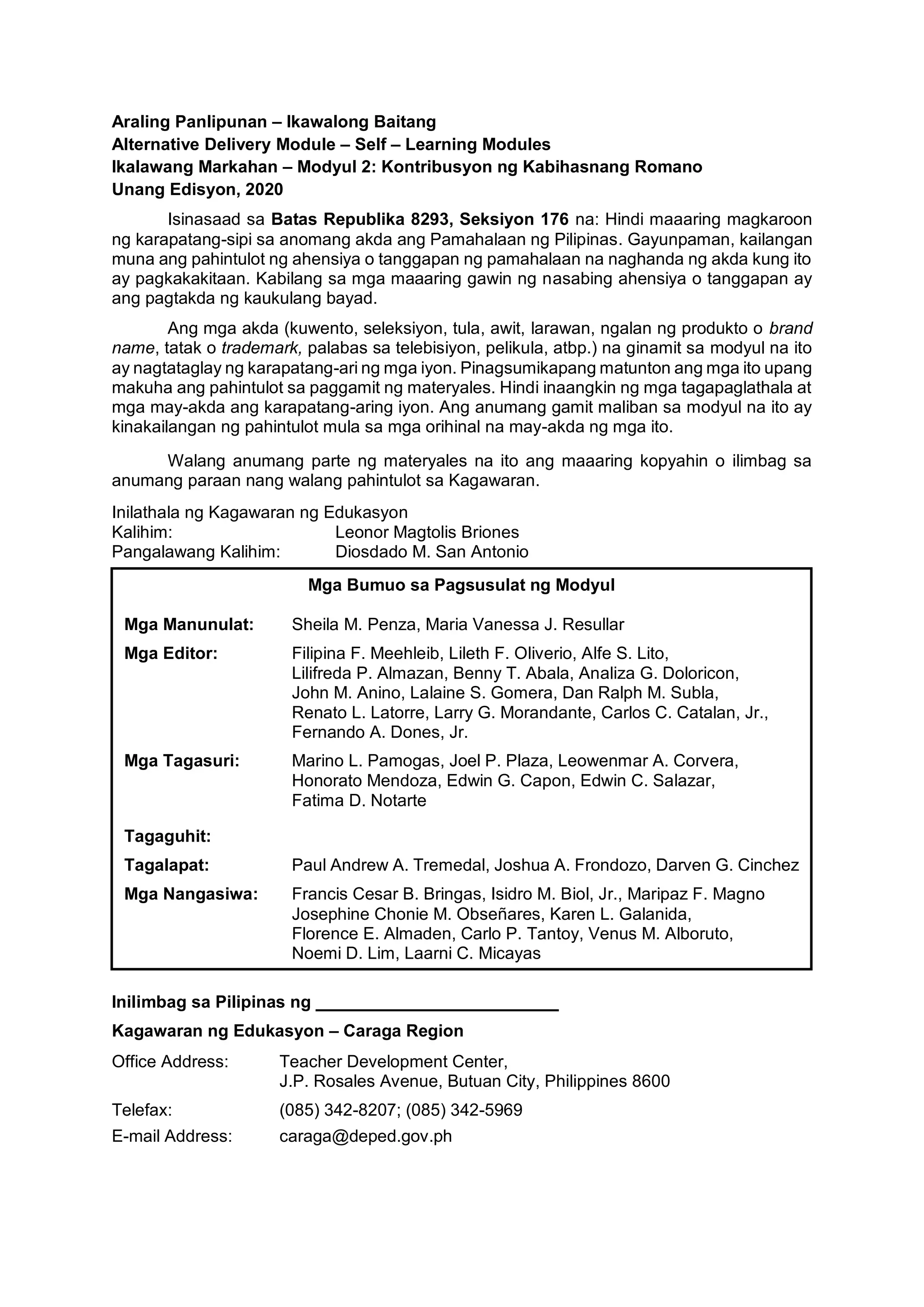 AralingPanlipunan8_Module2_Quarter2_Kontribusyon-ng-Kabihasnang-Romano ...