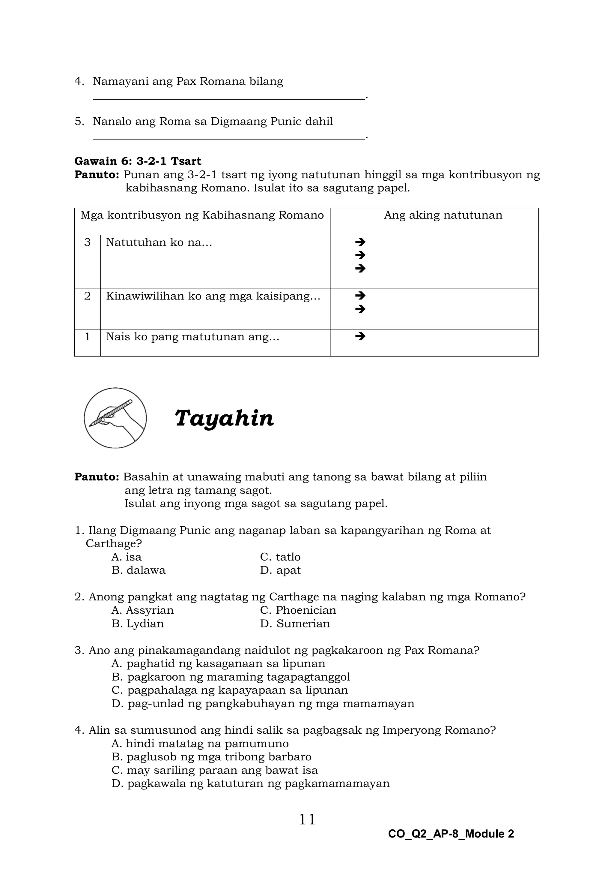 AralingPanlipunan8_Module2_Quarter2_Kontribusyon ng Kabihasnang Romano ...