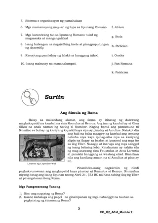 AralingPanlipunan8_Module2_Quarter2_Kontribusyon ng Kabihasnang Romano ...