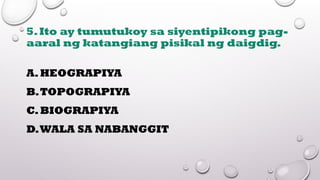 Araling panlipunan 8 Summative test (Heograpiya).pptx