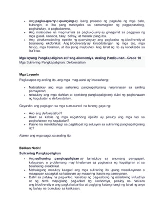 Araling panlipunan grade 10 q1 | DOCX