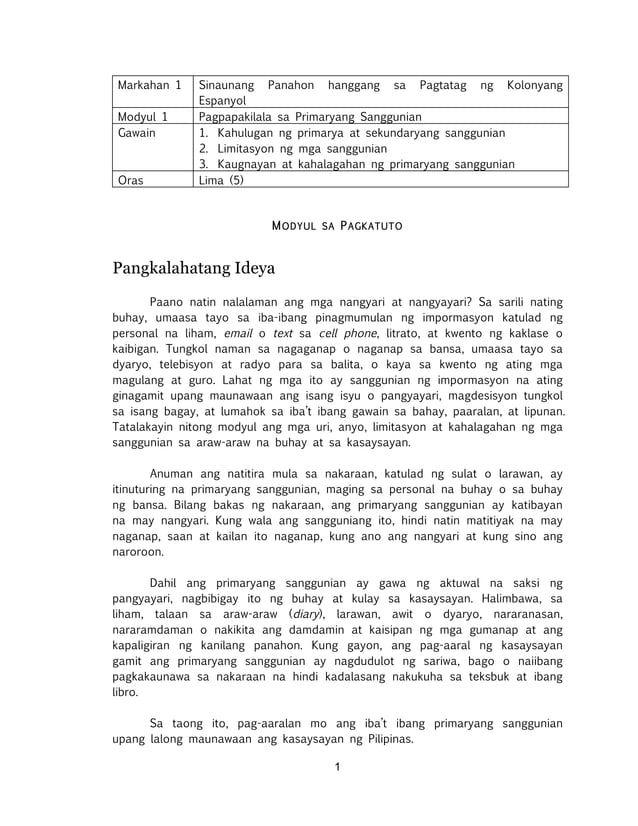 K TO 12 GRADE 7 LEARNING MODULE IN ARALING PANLIPUNAN