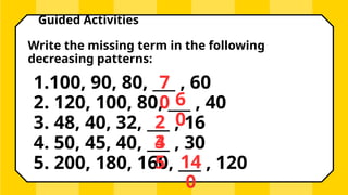 Grade 3 ARAL Math: Mastering Missing Numbers in Patterns | PPTX