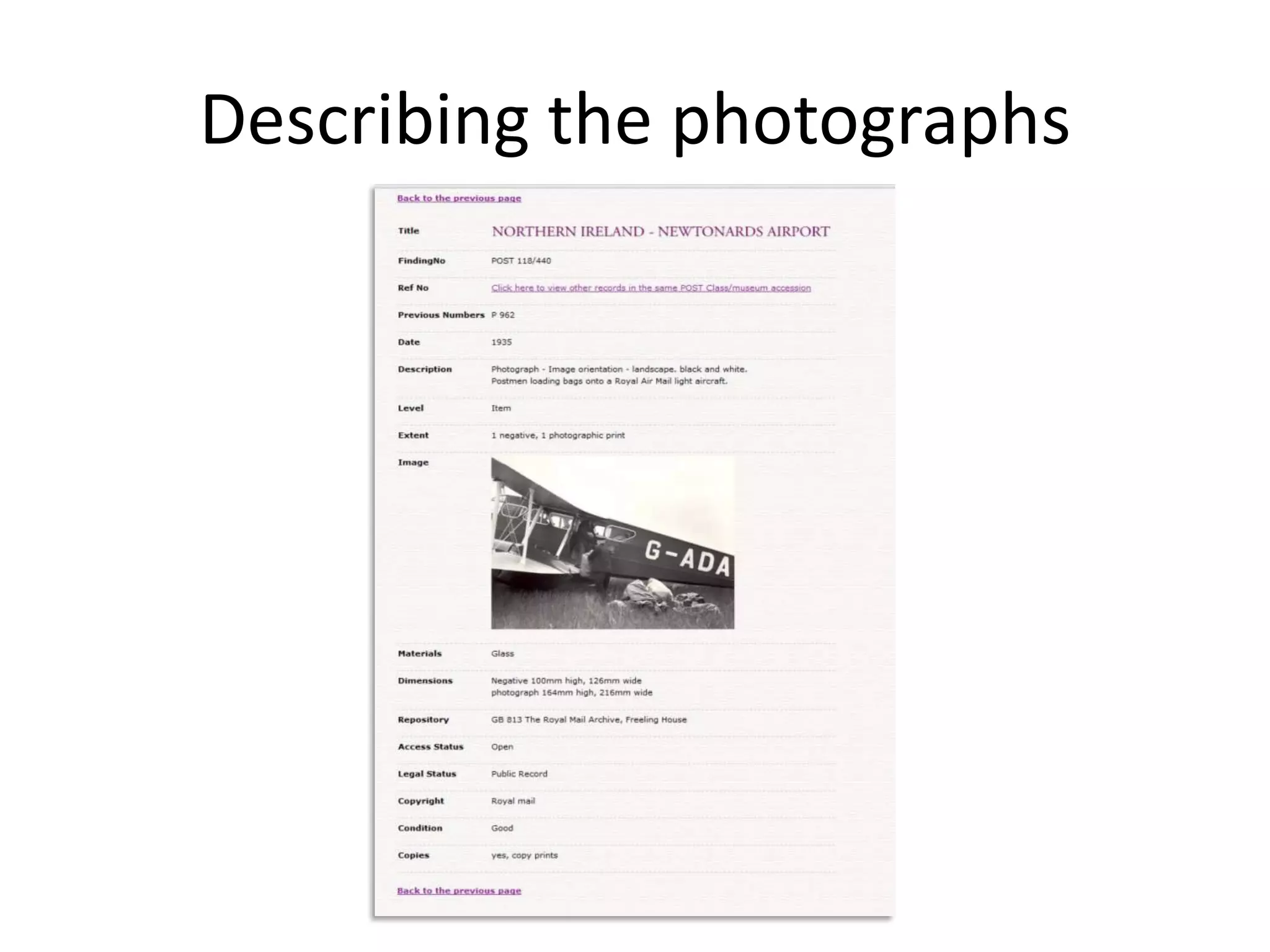 Cataloguing Photographs at The British Postal Museum & Archive | PPTX