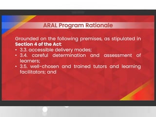ACADEMIC RECOVERY AND ACCESSIBLE LEARNING (ARAL) PROGRAM ORIENTATION | PPTX