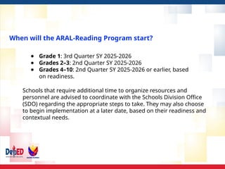ACADEMIC RECOVERY AND ACCESSIBLE LEARNING (ARAL) PROGRAM ORIENTATION | PPTX
