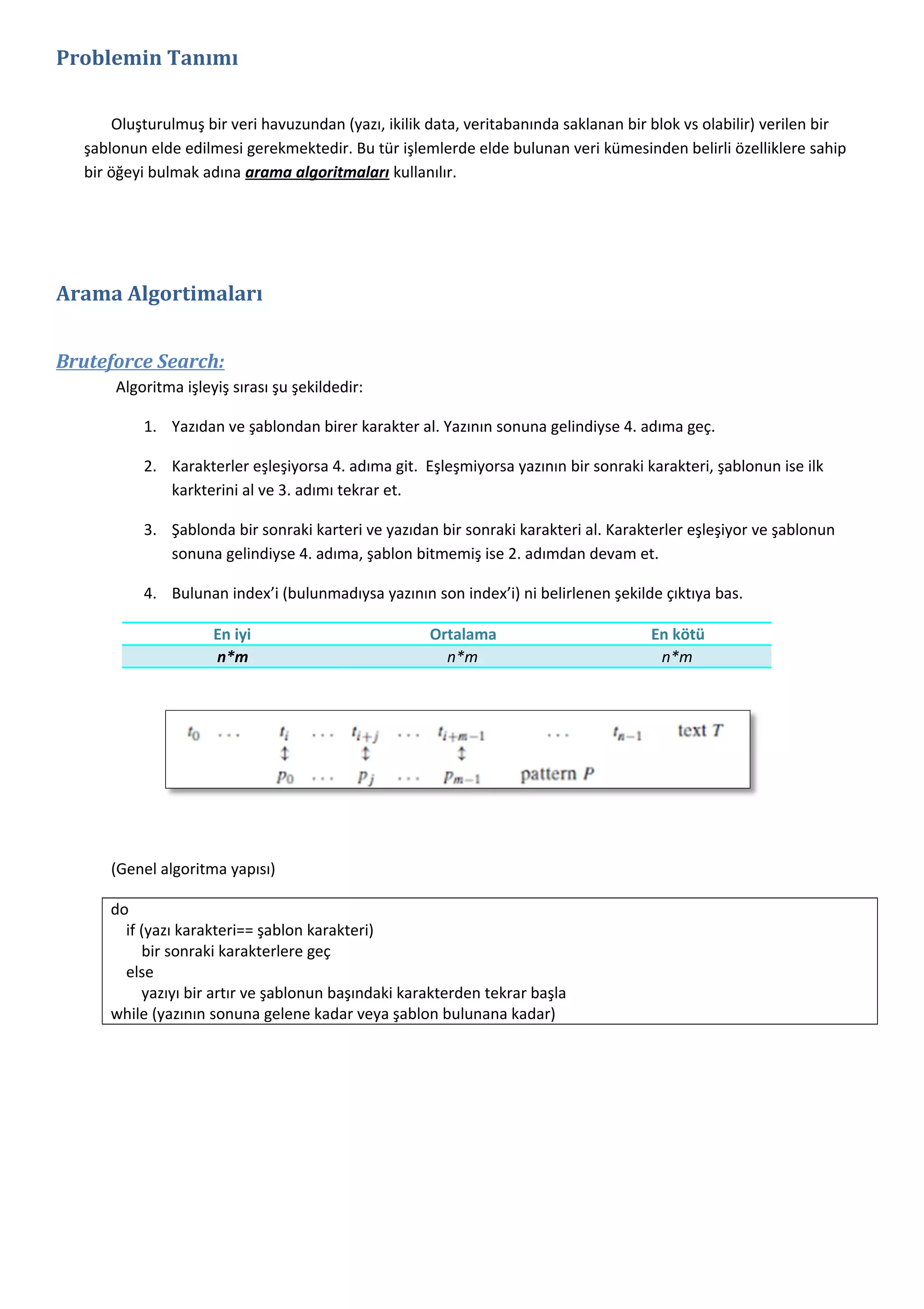 BruteForce ve Horspool Algoritmalarının Karşılaştırılmalı Analizi | DOC