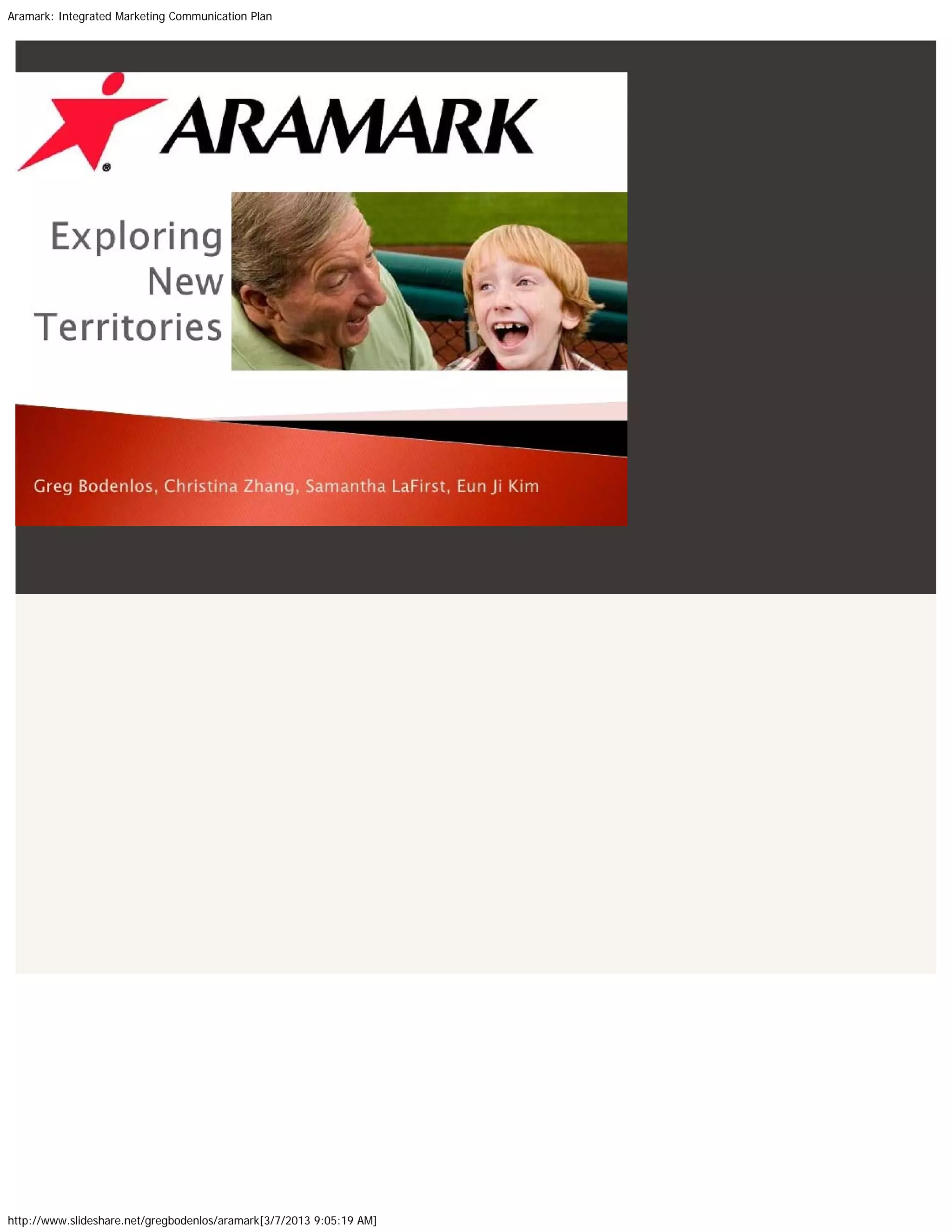 Aramark integrated marketing communication plan | PDF