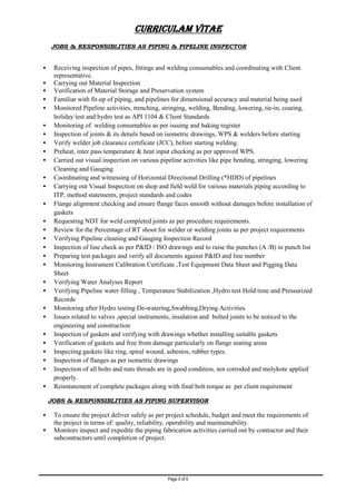 Aramco Approved Welding Inspector Resume | PDF