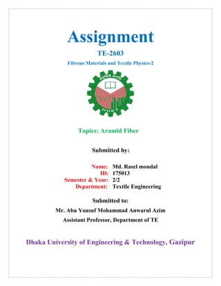 Assignment on Aramid fiber | PDF
