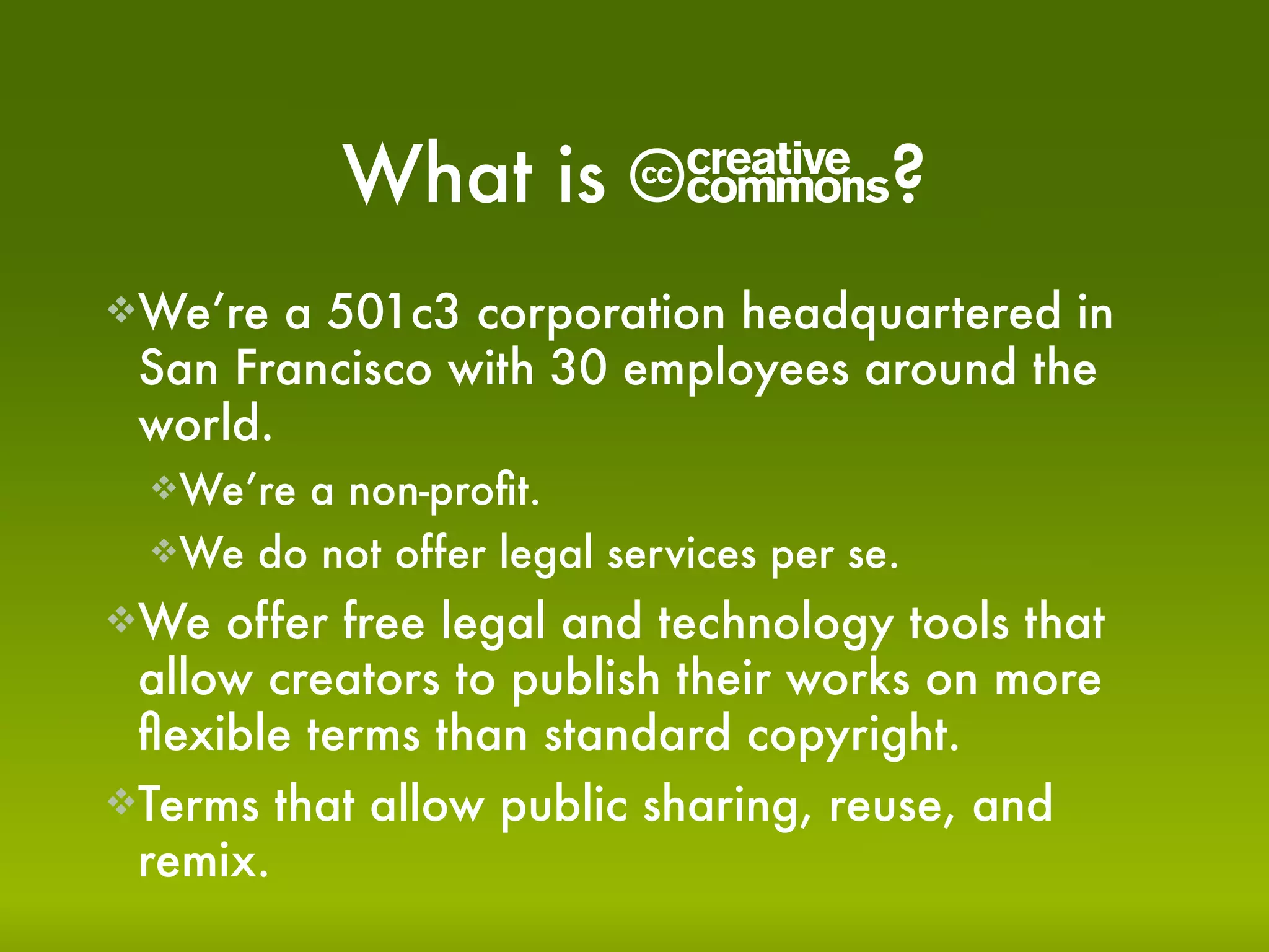 Creative Commons Spring 2009 Presentation | PDF