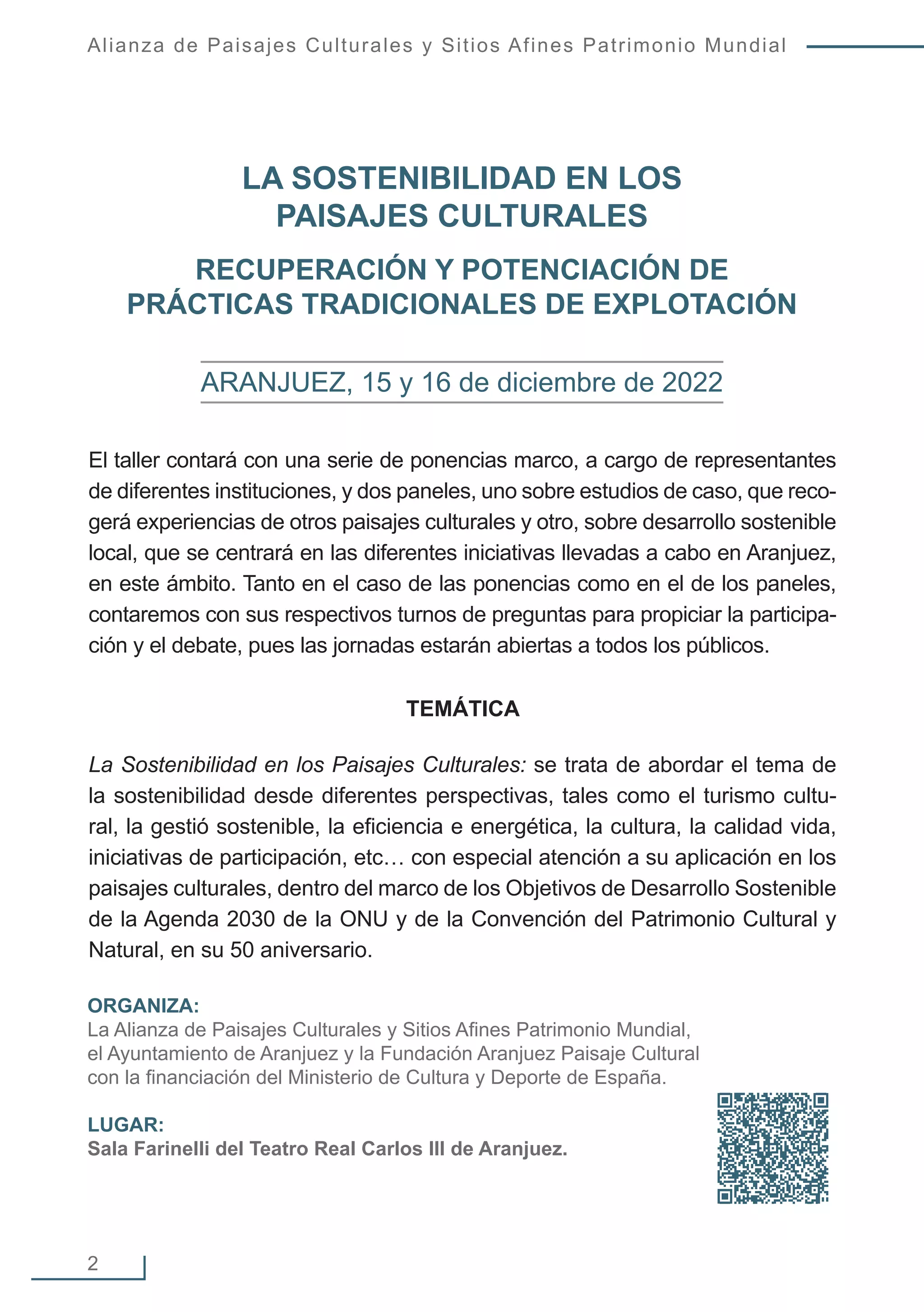 LA SOSTENIBILIDAD EN LOS PAISAJES CULTURALES RECUPERACIÓN Y ...