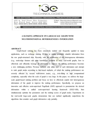 A RANKING APPROACH ON LARGE-SCALE GRAPH WITH MULTIDIMENSIONAL HETEROGENEOUS INFORMATION | PDF