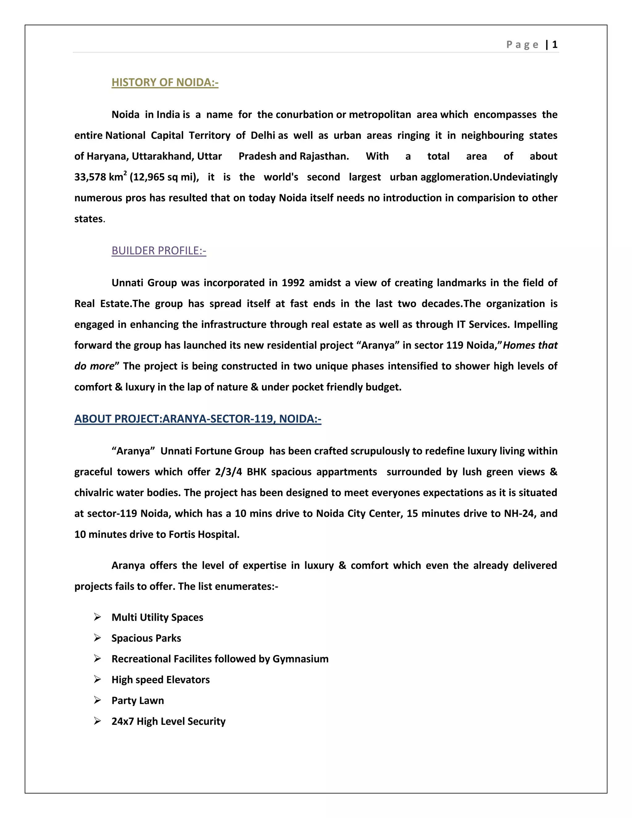 Aranya Sector-119, Noida | DOCX