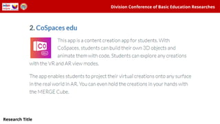 different augmented application in teaching | PPT
