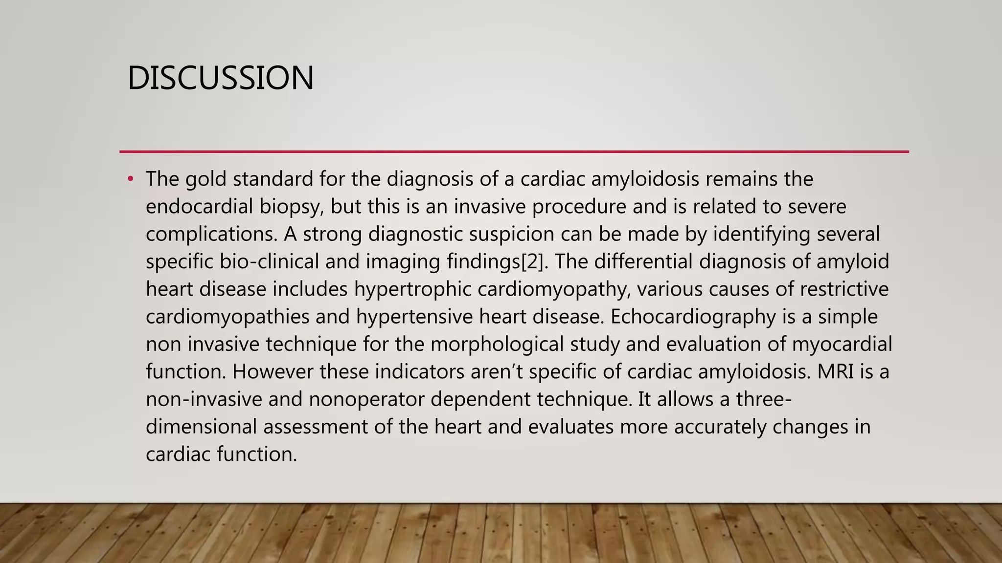 A rare case of cardiac amyloidosis diagnosed by MRI | PPTX