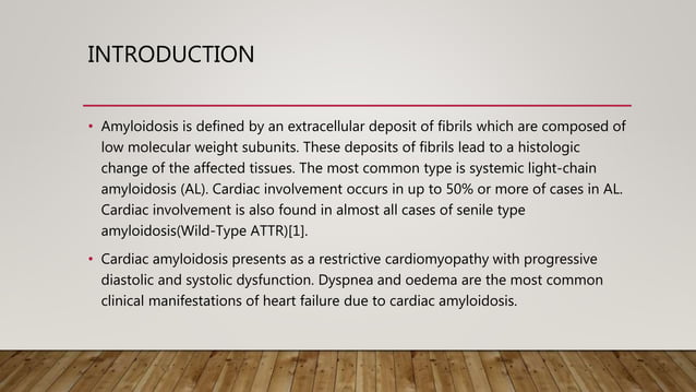 A rare case of cardiac amyloidosis diagnosed by MRI | PPT