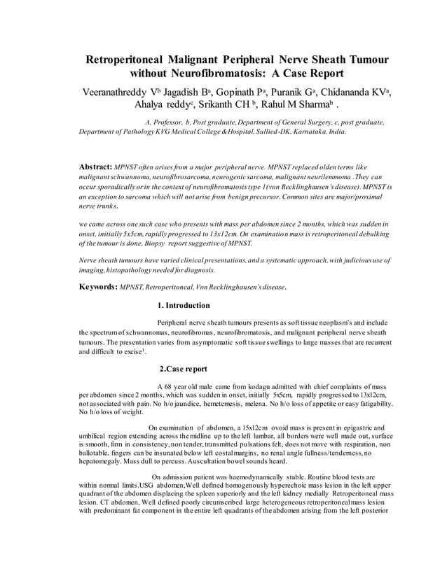 Retroperitoneal Malignant Peripheral Nerve Sheath Tumour Case | PDF