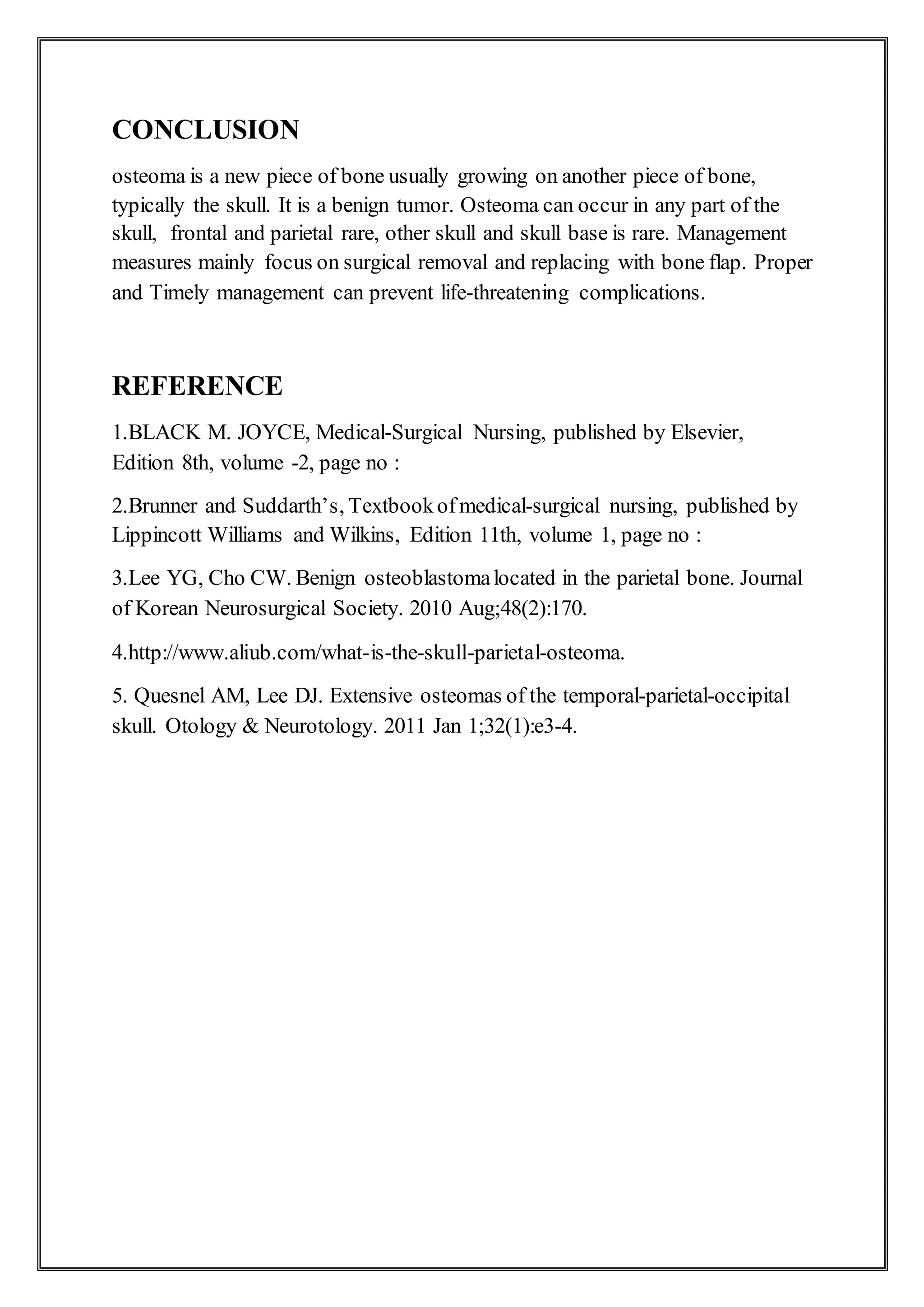 Case report on parietal osteoma | DOCX | Bone and Joint Conditions ...