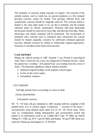Case report on parietal osteoma | DOCX | Bone and Joint Conditions ...