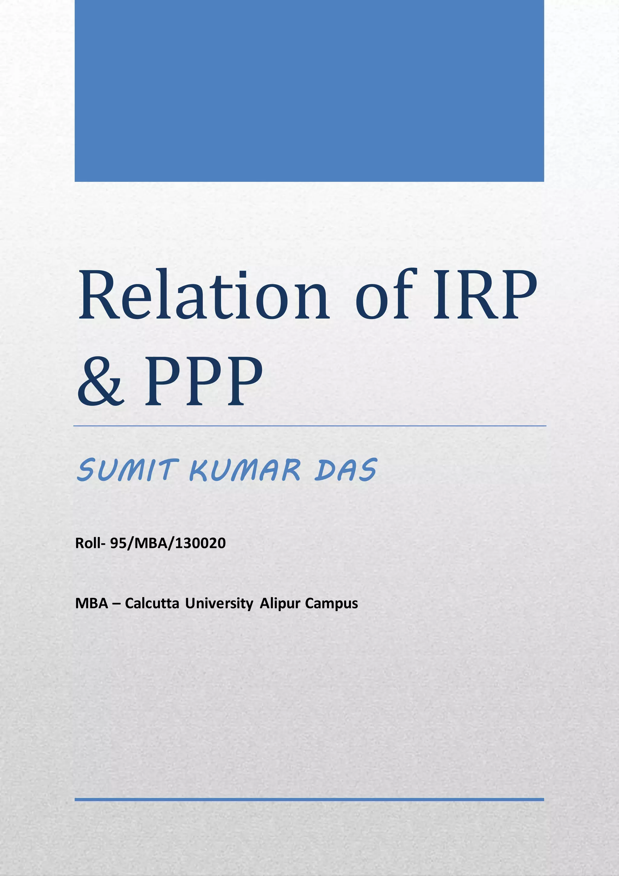 relation of PPP and IRP | PDF