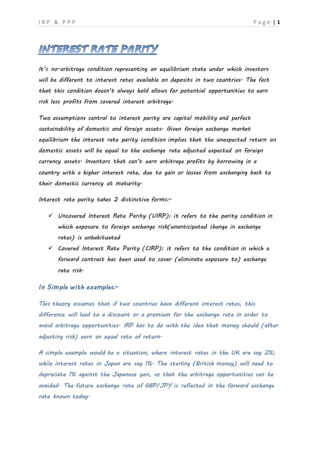 relation of PPP and IRP | PDF