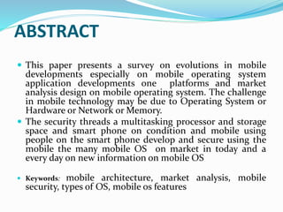 a study of evolutionary mobile operating system | PPTX