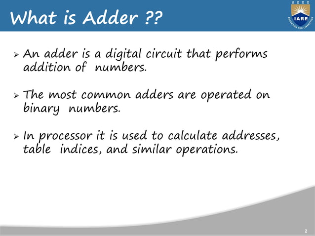 Ripple Carry Adder | PPTX