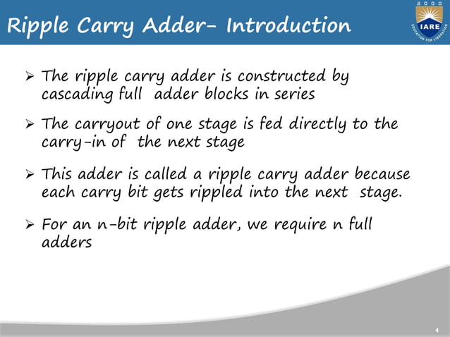 Ripple Carry Adder | PPTX
