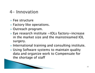 Aravind eye hospital Entrepreneurship case study | PDF