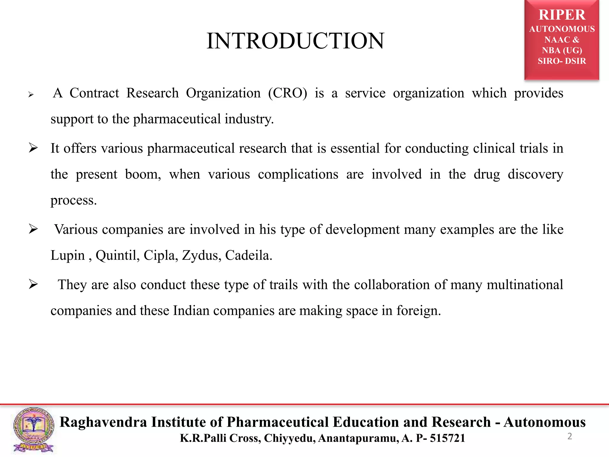 CONTRACT RESEARCH ORGANIZATION | PPTX