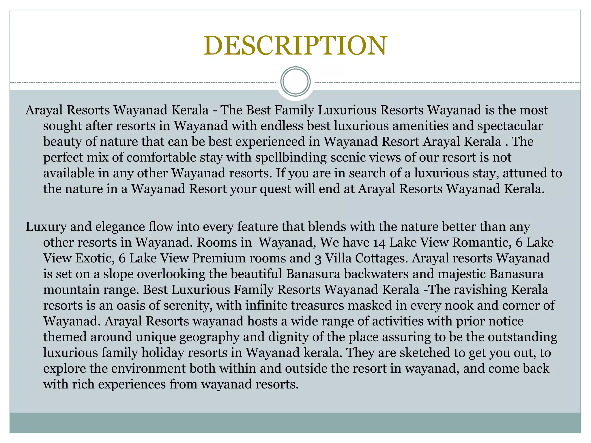 Resorts in wayanad | PPTX