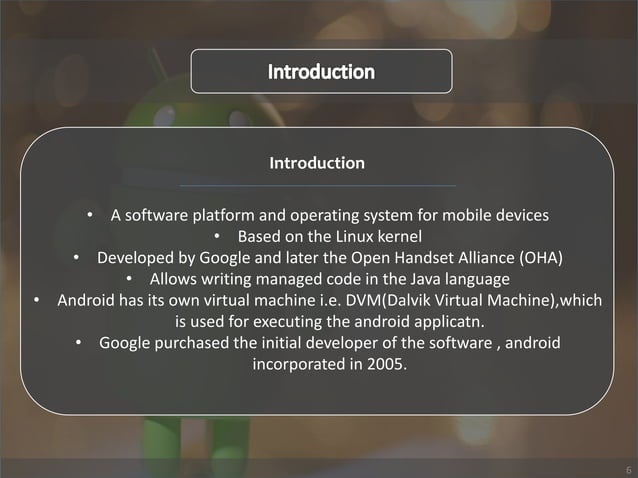 INTRODUCTION TO ANDROID | PPT