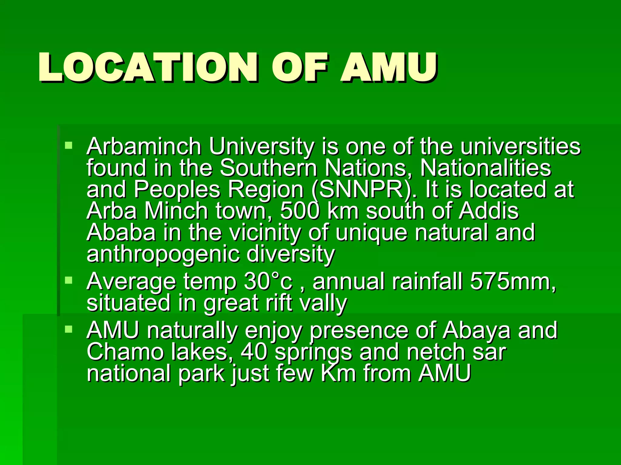 Arbaminch University (Amu) | PPT