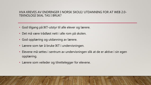 Bruk av Web 2.0 i undervisning | PPT