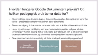 Pedagogisk bruk av Google Dokumenter | PPT