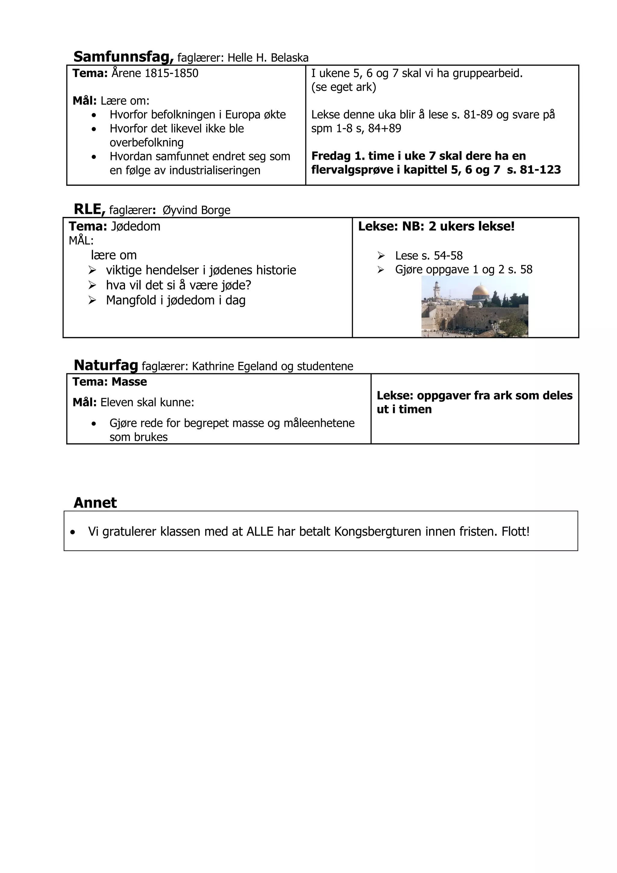 Arbeidsplan Uke 5 | DOC