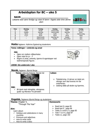Arbeidsplan Uke 5 | PDF