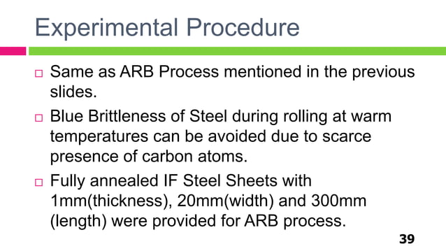 Introduction to Accumulative Roll Bonding | PPT