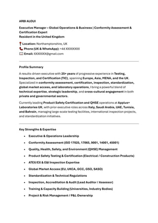 Arbi Aloui Global Expert Testing Certiifcation and Inspection - Global ...