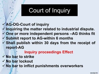 Arbitration and Court of Inquiry Under Id Act,1947 | PPT