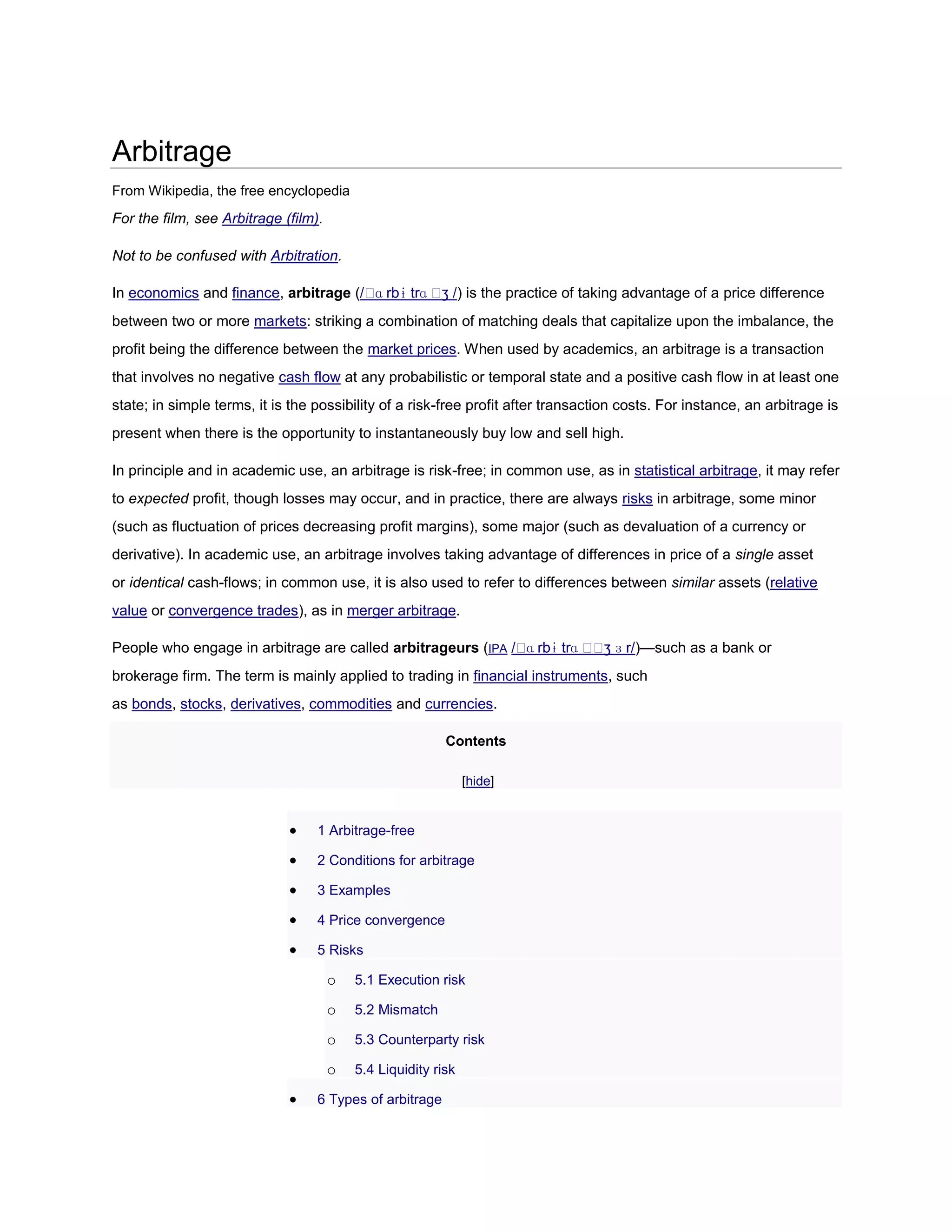 Arbitrage pricing theory | DOCX